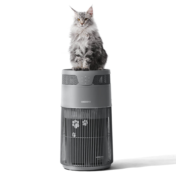 WiseSky Pet Air Purifier for Remove Cat Hair Odor Dander, 3-in-1 HEPA ...