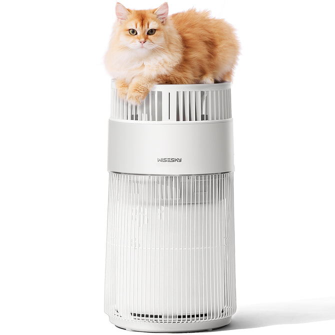 WiseSky Pet Air Purifier for Remove Cat Hair Odor Dander, 3-in-1 HEPA ...